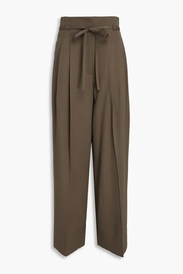 3.1 Phillip Lim Pleated Wool-twill Wide-leg Pants - Army Green