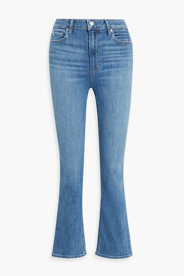 Paige Claudine Distressed High-rise Kick-flare Jeans - Mid Denim
