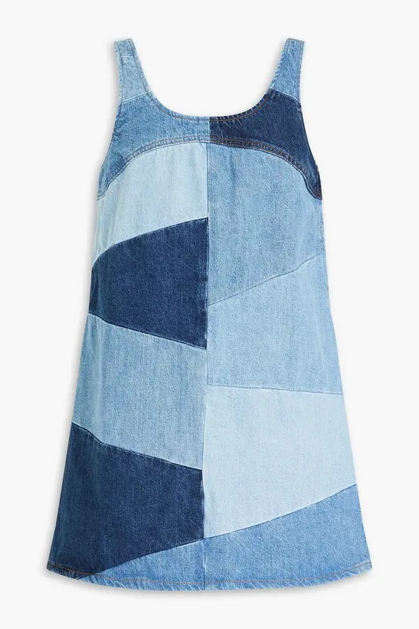 FRAME Patchwork-effect Denim Mini Dress