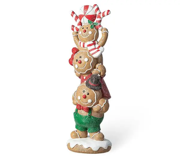 GLITZHOME 12' Christmas Resin Gingerbread T Able Decor