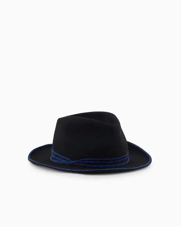 Giorgio Armani Rabbit Fur Hat With Embroidery - Black