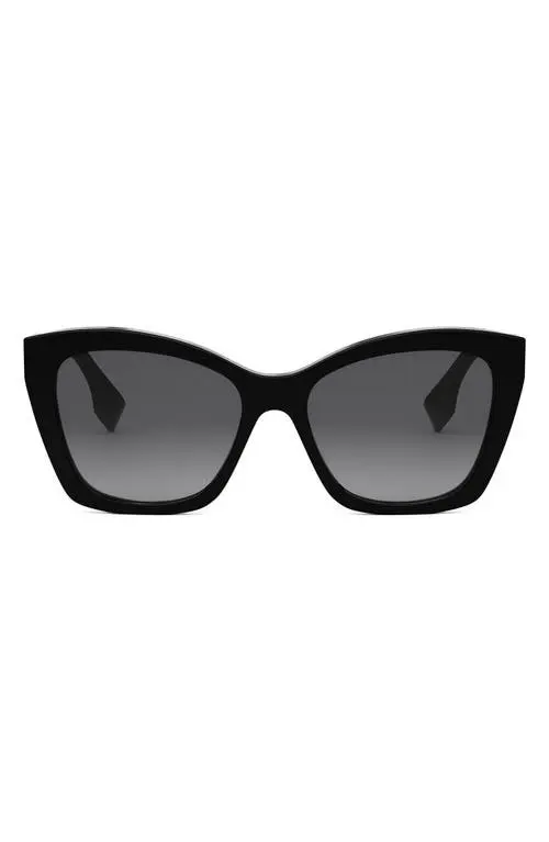 Fendi 55mm Gradient Square Sunglasses - Shiny Black/gradient Smoke