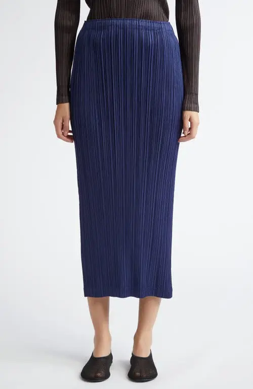 Issey Miyake Pleated Midi Skirt - Navy