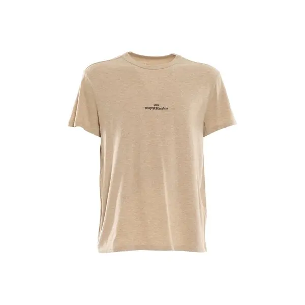 Maison Margiela Cotton Logo T Shirt In Beige - 51% Off