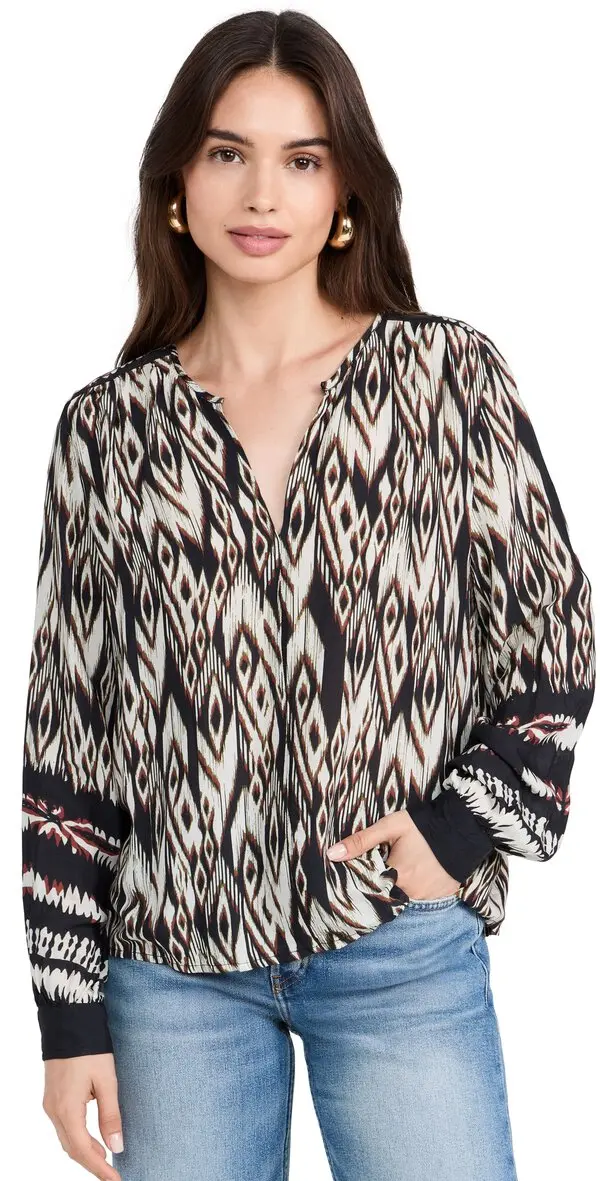 Velvet By Graham & Spencer Abrielle Blouse - Black/ecru