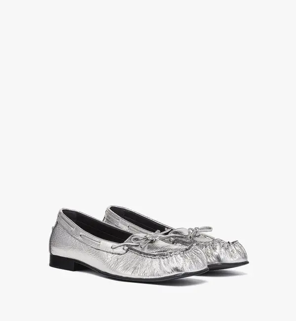 Mcm Moccasin In Metallic Calf Leather