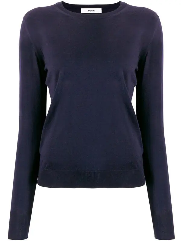 ROBERTO COLLINA Crew Neck Knitted Top - Blue