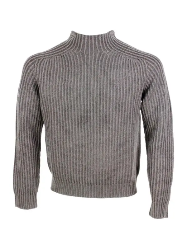 04651/ A TRIP IN A BAG Crater Neck Wool Sweater - Beige