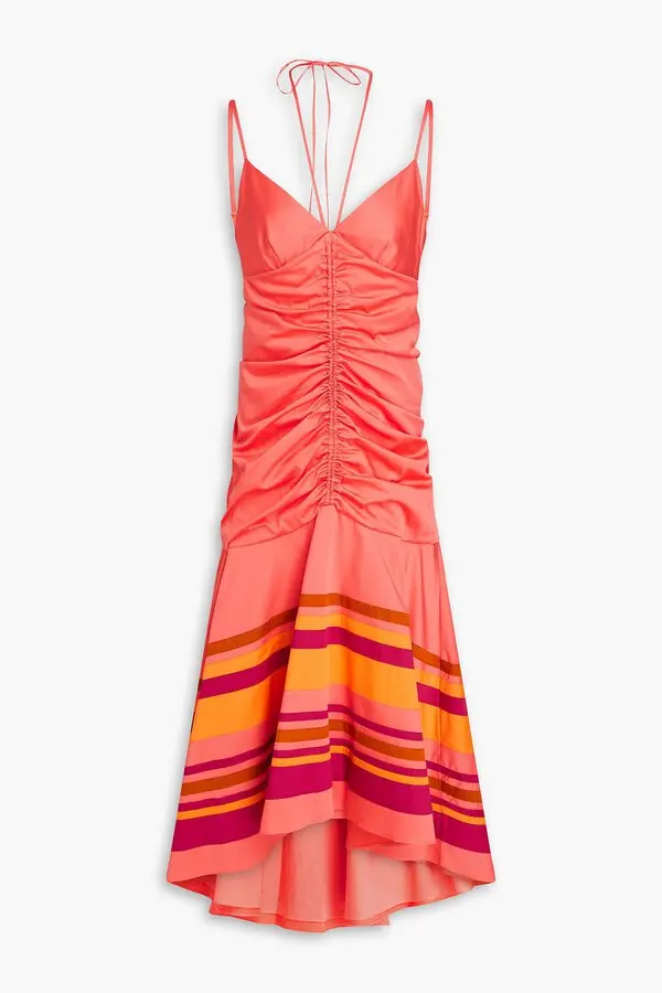 Veronica Beard Fitz Ruched Cotton-blend Poplin Midi Dress