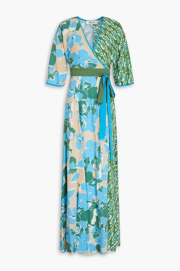 Diane Von Furstenberg Wrap-effect Pleated Woven Maxi Dress