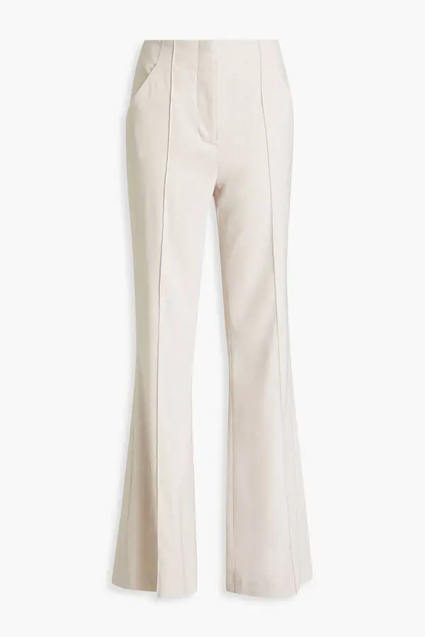 Veronica Beard Komi Flared Linen-blend Trousers - Beige