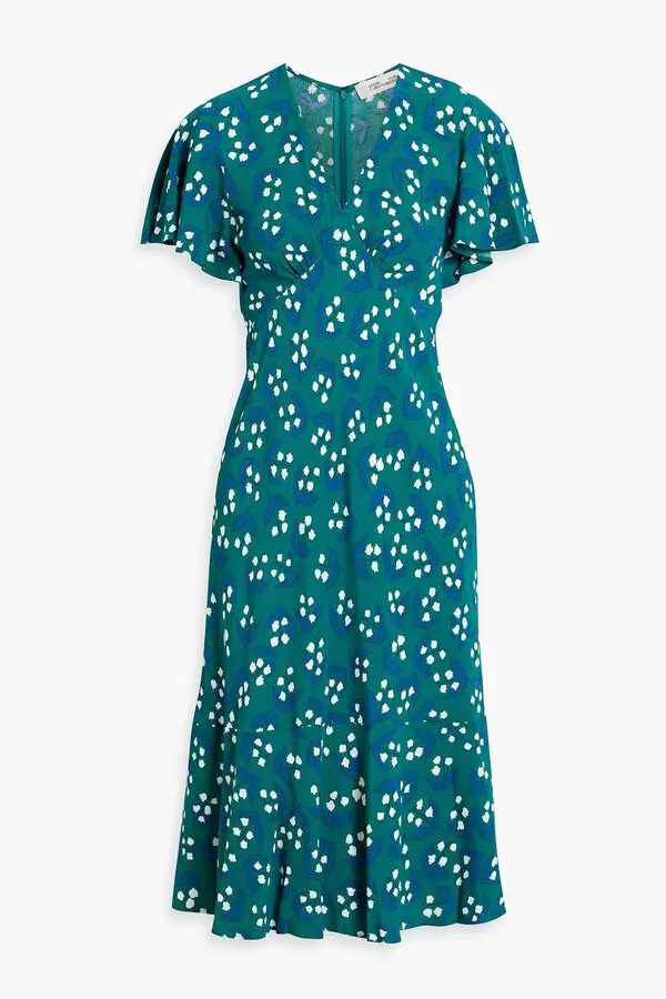 Diane Von Furstenberg Celia Floral-print Crepe Midi Dress - Emerald