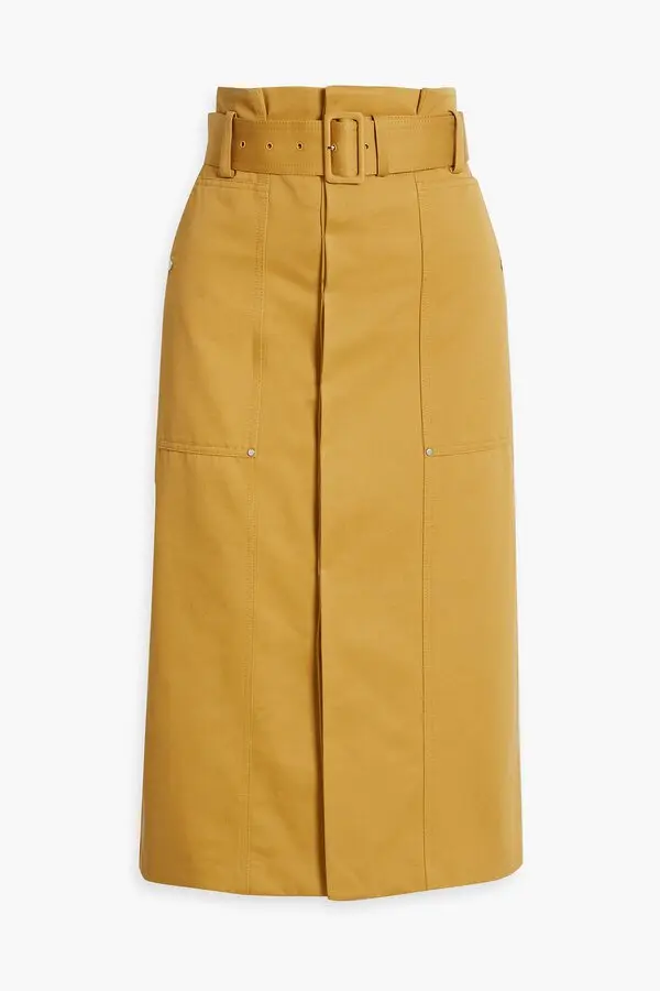 A.L.C. Maia Belted Cotton-twill Midi Skirt - Mustard