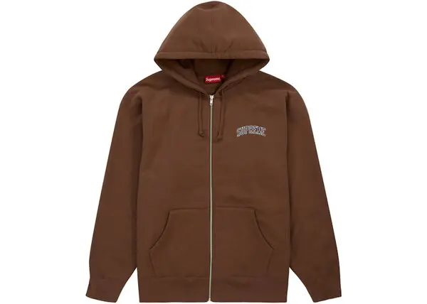Supreme Zip Up Hooded Sweatshirt - Brown