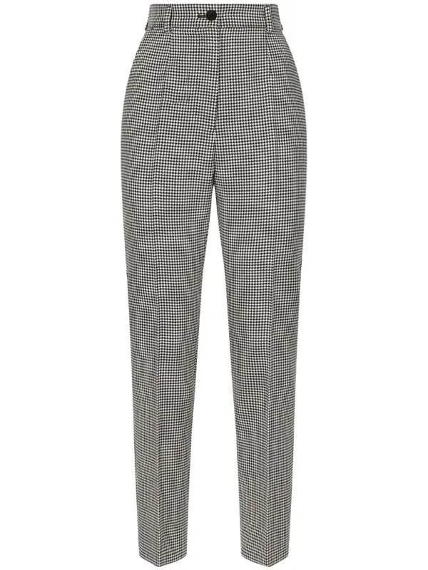 Dolce & Gabbana Houndstooth Wool Trousers - Brown