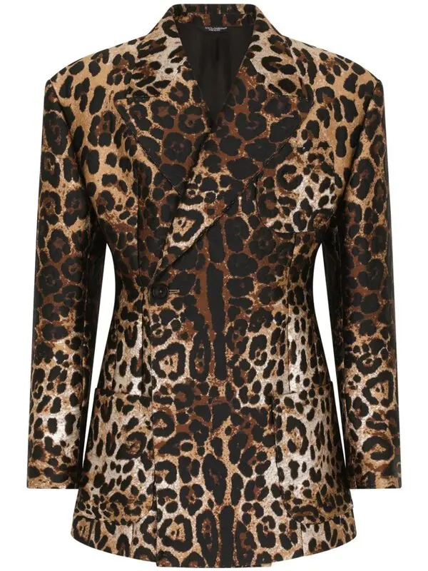 Dolce & Gabbana Leopard-print Jacquard Blazer - Brown
