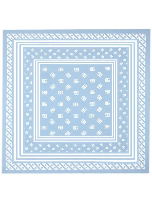 Dolce & Gabbana Logo-print Silk Scarf - Blue