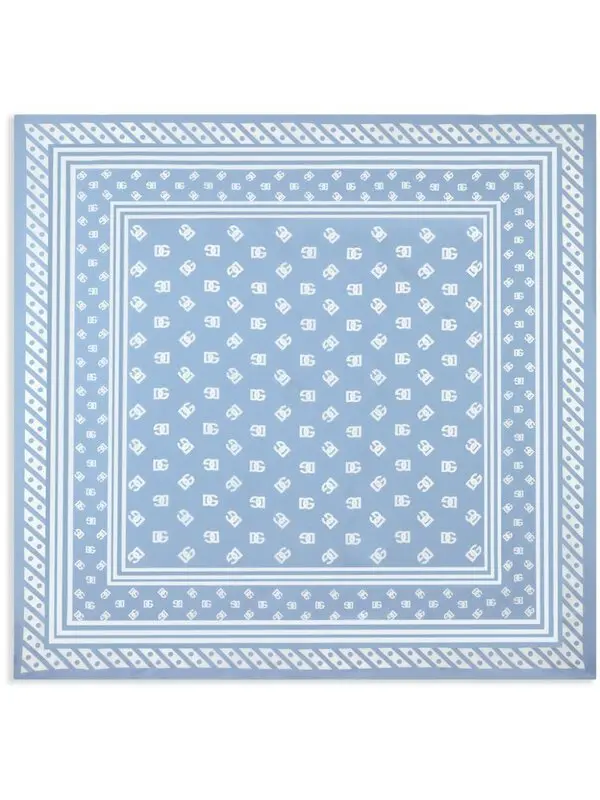 Dolce & Gabbana Logo-print Silk Scarf - Blue