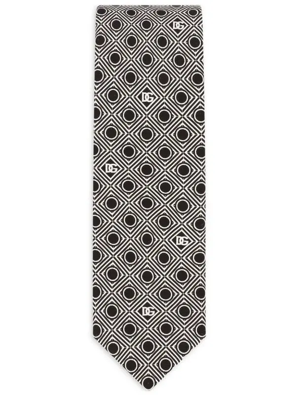 Dolce & Gabbana Geometric-print Silk Tie - Black