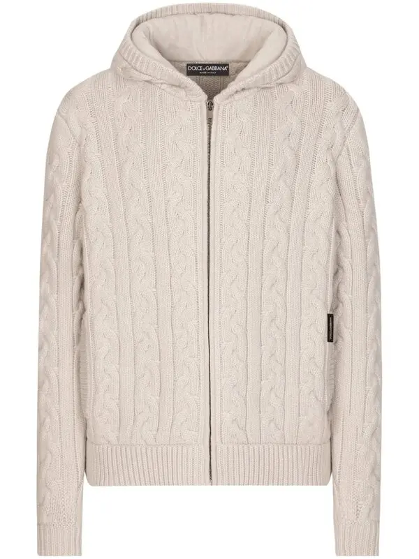 Dolce & Gabbana Cable-knit Hoodie - Neutrals