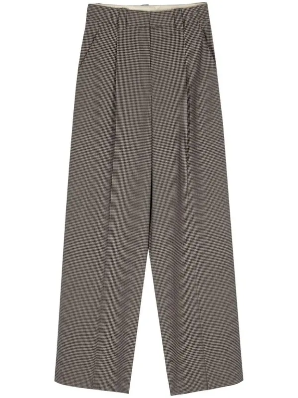 ALYSI Houndstooth Wide-leg Trousers - Brown