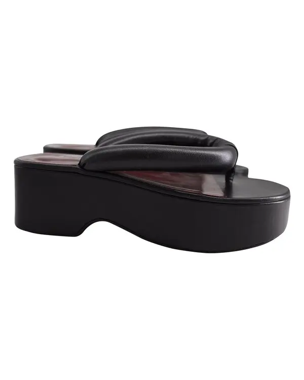 Buy Staud Rio Thong Platform Sandals In Leather - Black At 80% Off ...