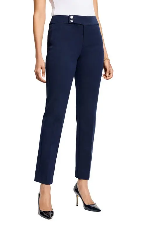 NIC+ZOE Copley Cotton Bi-stretch Extended Tab Pant - Dark Indigo
