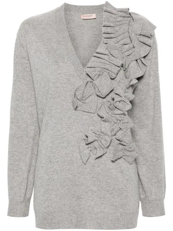 TWINSET Ruffle-detail Jumper - Grey