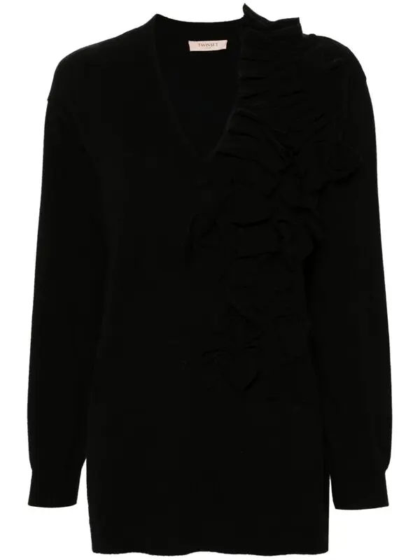 TWINSET Ruffle-detail Jumper - Black