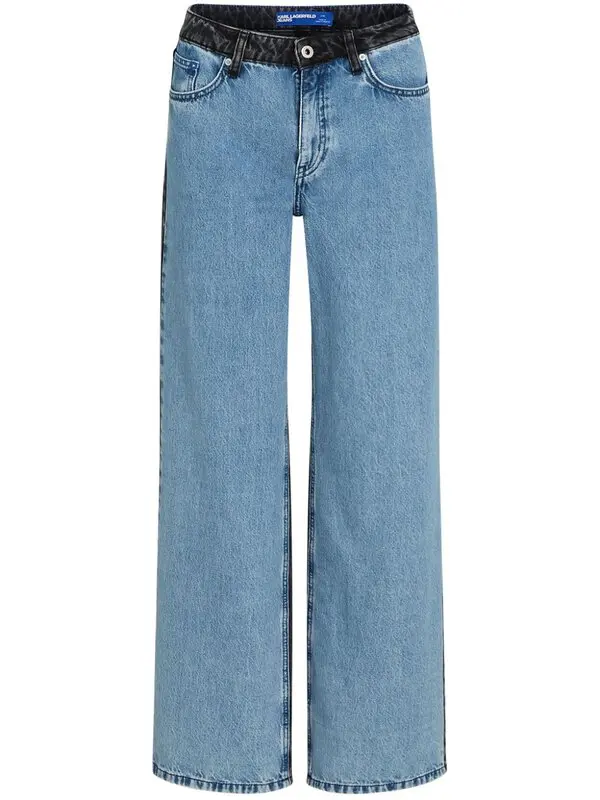 Karl Lagerfeld Colour-block Mid-rise Jeans - Black
