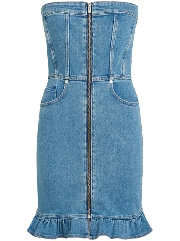 white christmas dresses Samantha Floral Bandeau Denim Mini Dress main image 1