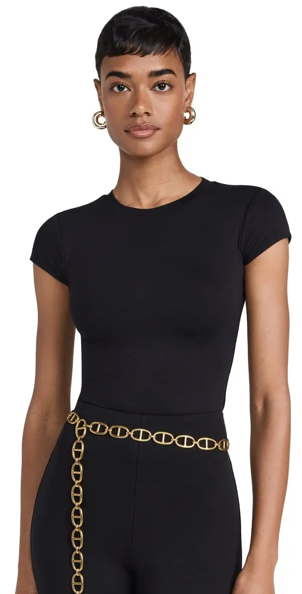 AFRM Harper Crewneck Thong Bodysuit - Noir