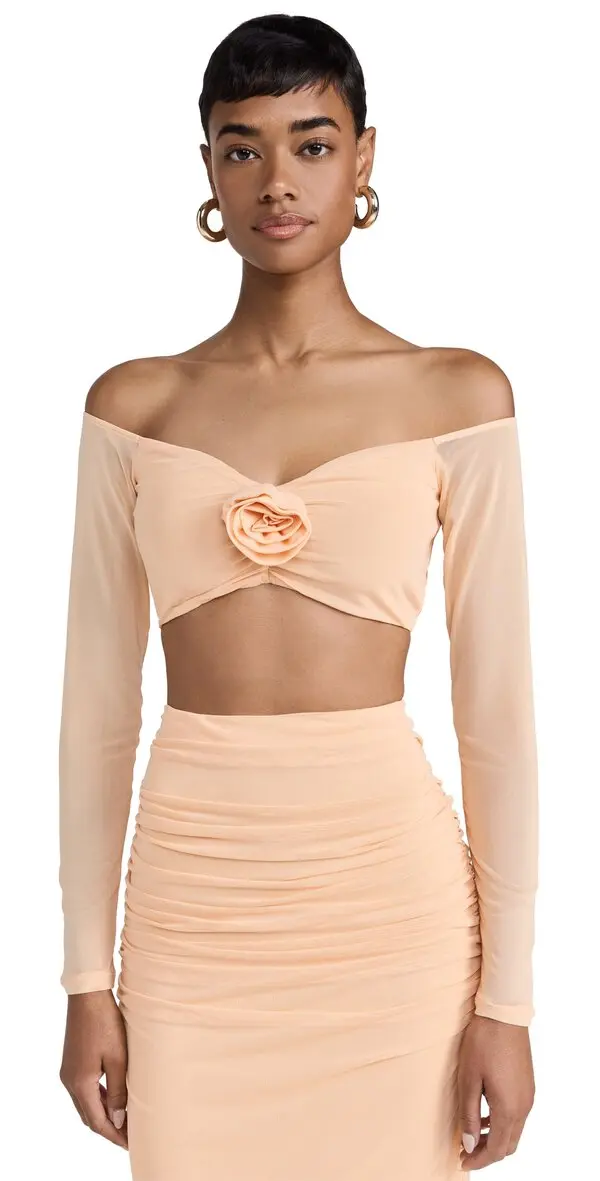 AFRM Elden Rosette Crop Top - Peach Fuzz