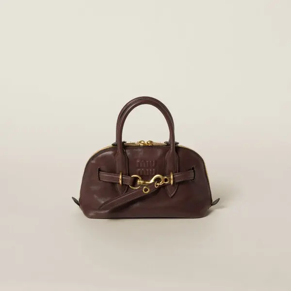 Miu Miu Aventure Nappa Leather Top Handle Bag - Briarwood