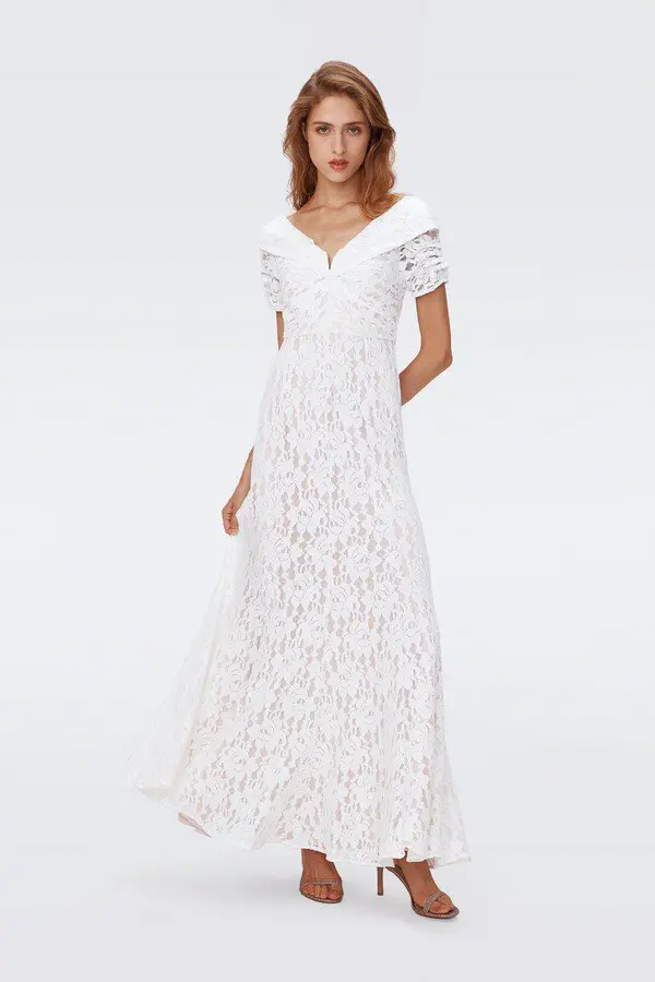 Diane Von Furstenberg Sincere Lace Maxi Dress In Neutral - 60% Off |  Editorialist