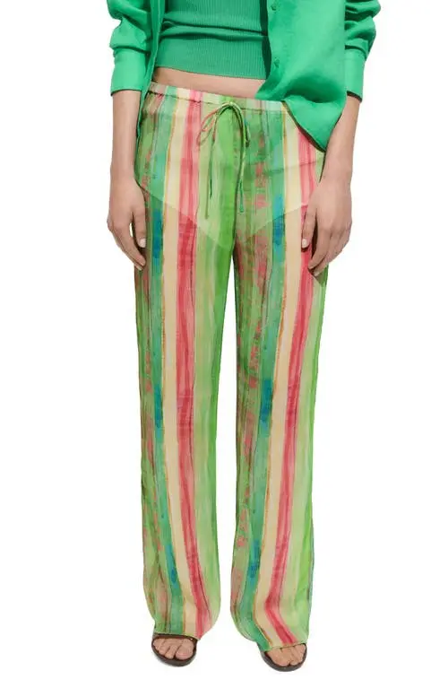 Mango Stripe Semisheer Wide Leg Pants