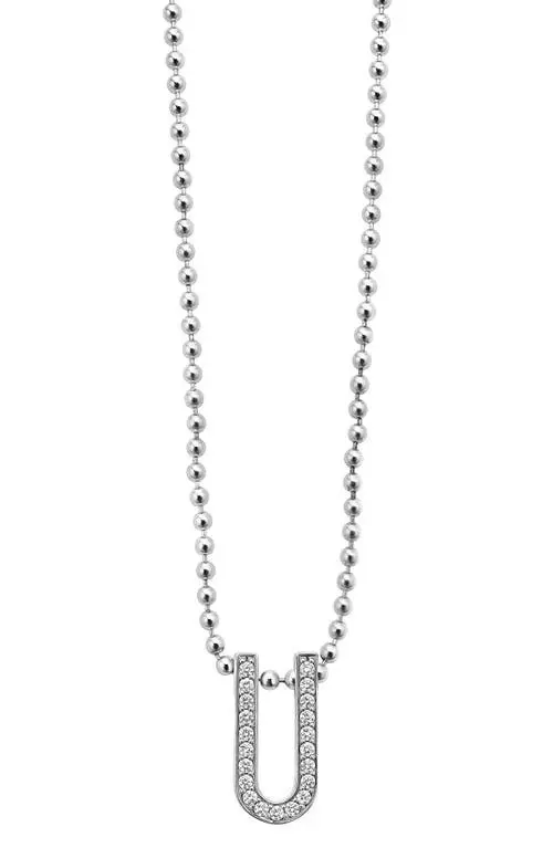 Lagos Caviar Spark Large Linear Pavé Diamond Pendant Necklace