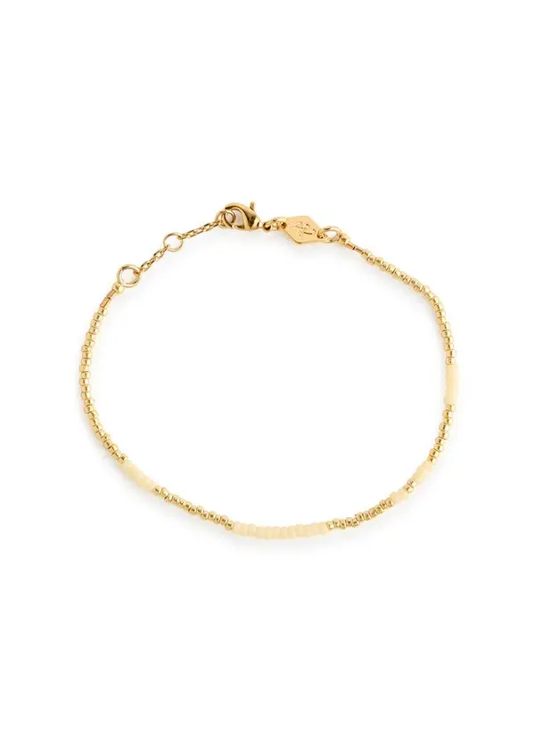 Anni Lu Asymmetric Beaded Gold-plated Bracelet - White