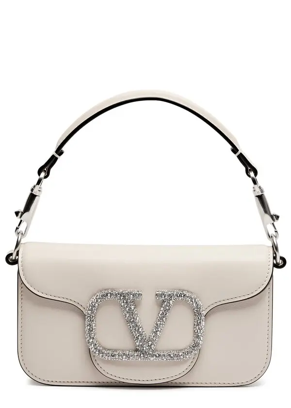 Valentino Garavani Locò Small Leather Shoulder Bag - Ivory