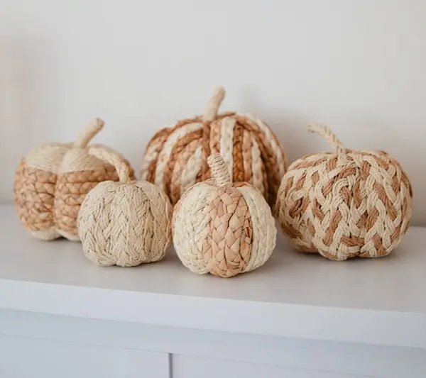 LAUREN MCBRIDE Home Set Of 5 Rattan Pumpkins