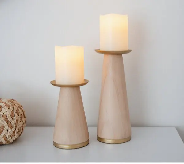 LAUREN MCBRIDE Home Set Of 2 Pedestal Candle Holders W/ Leds