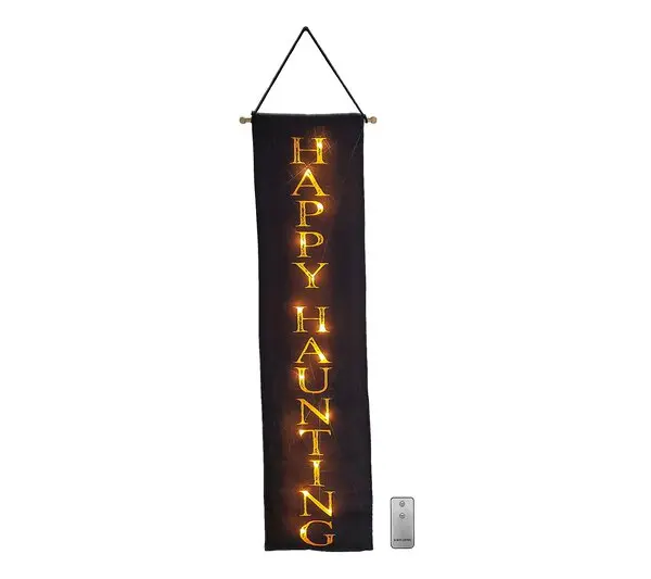 LUMABASE Battery Operated Led Lighted Wall Bann Er-happy Haunt