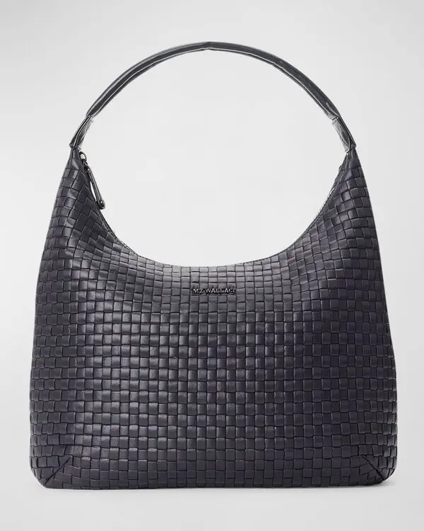 Mz Wallace Large Woven Shoulder Bag - Black