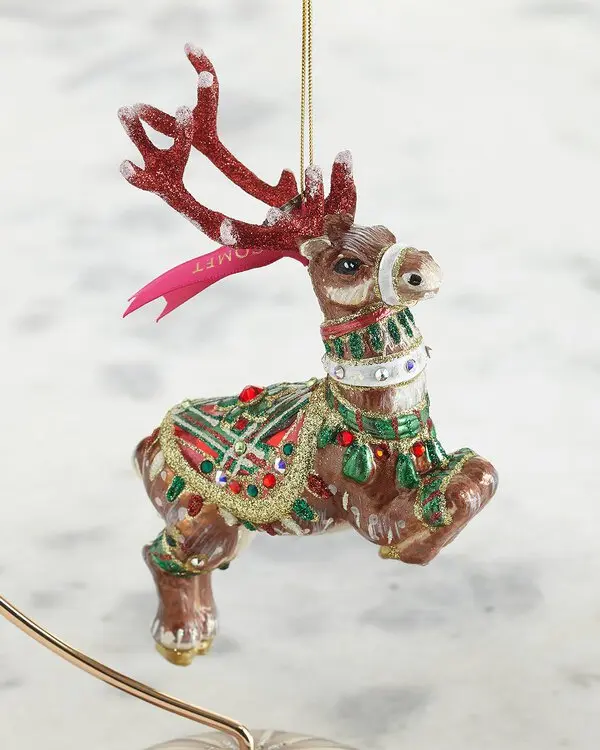 JAY STRONGWATER Comet Reindeer Glass Ornament - Multi