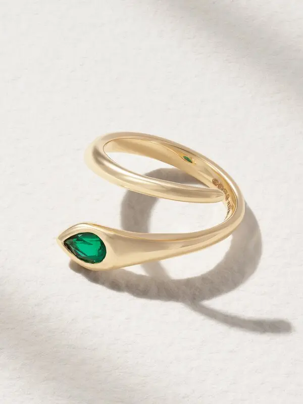 Alison Lou Tear 14-karat Laboratory-grown Emerald Ring