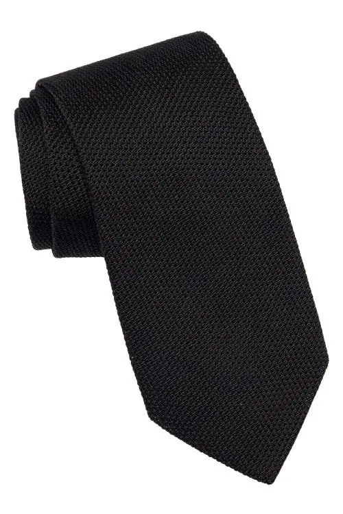 ELIZABETTA Silk Grenadine Neck Tie - Black