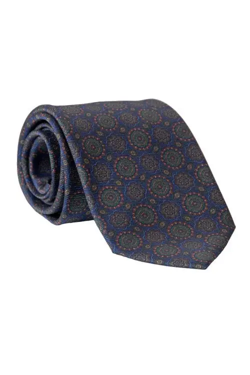ELIZABETTA Moretti Printed Neck Tie - Navy And Green