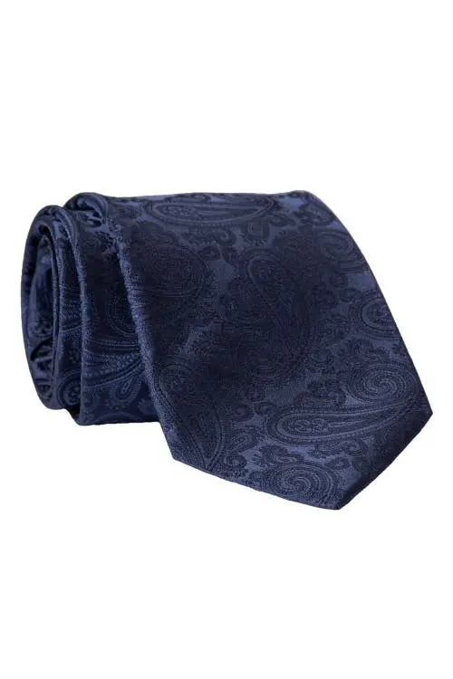 ELIZABETTA Soave Silk Jacquard Paisley Neck Tie - Midnight Blue