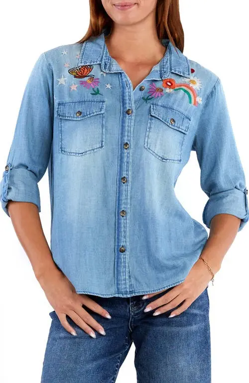 BILLY T Embroidered Button-up Shirt - Denim