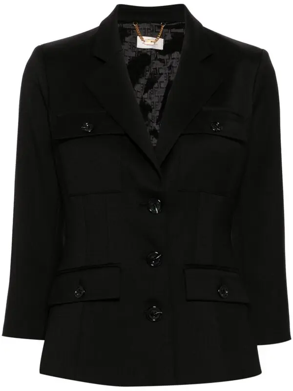 Elisabetta Franchi Multi-pocket Twill Blazer